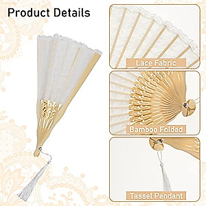 NUOMI Lace Folding Fan Handheld for Women Handmade Bamboo Folded Fans, Decorative Party Favor Gift