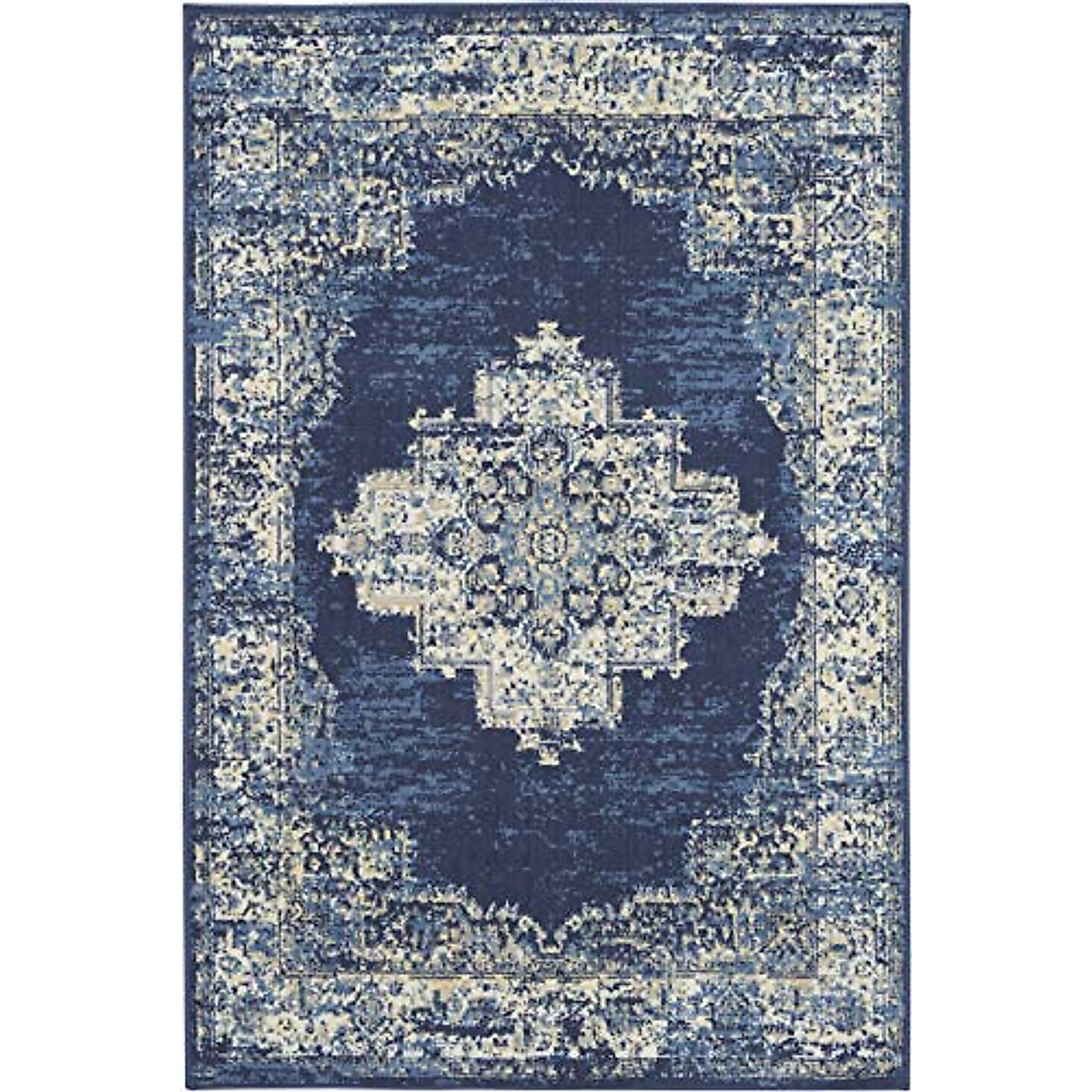Nourison Grafix Navy Blue 5'3" x 7'3" Persian Area -Rug, Modern, Easy -Cleaning, Non Shedding, Bed Room, Living Room, Dining Room, Kitchen (5x7)