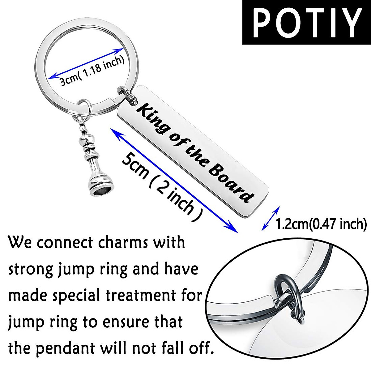POTIY Chess Gift King of The Board Game Keychain Chess Keychain for Chess Player Chess Lover Chess Master (King)