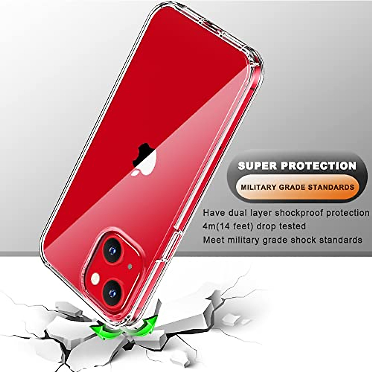 COOLQO Compatible for iPhone 13 Mini Case 5.4 Inch, with [2 x Tempered Glass Screen Protector] Clear 360 Full Body Protective Coverage Silicone 14 ft Drop Military Grade Shockproof Phone Cover