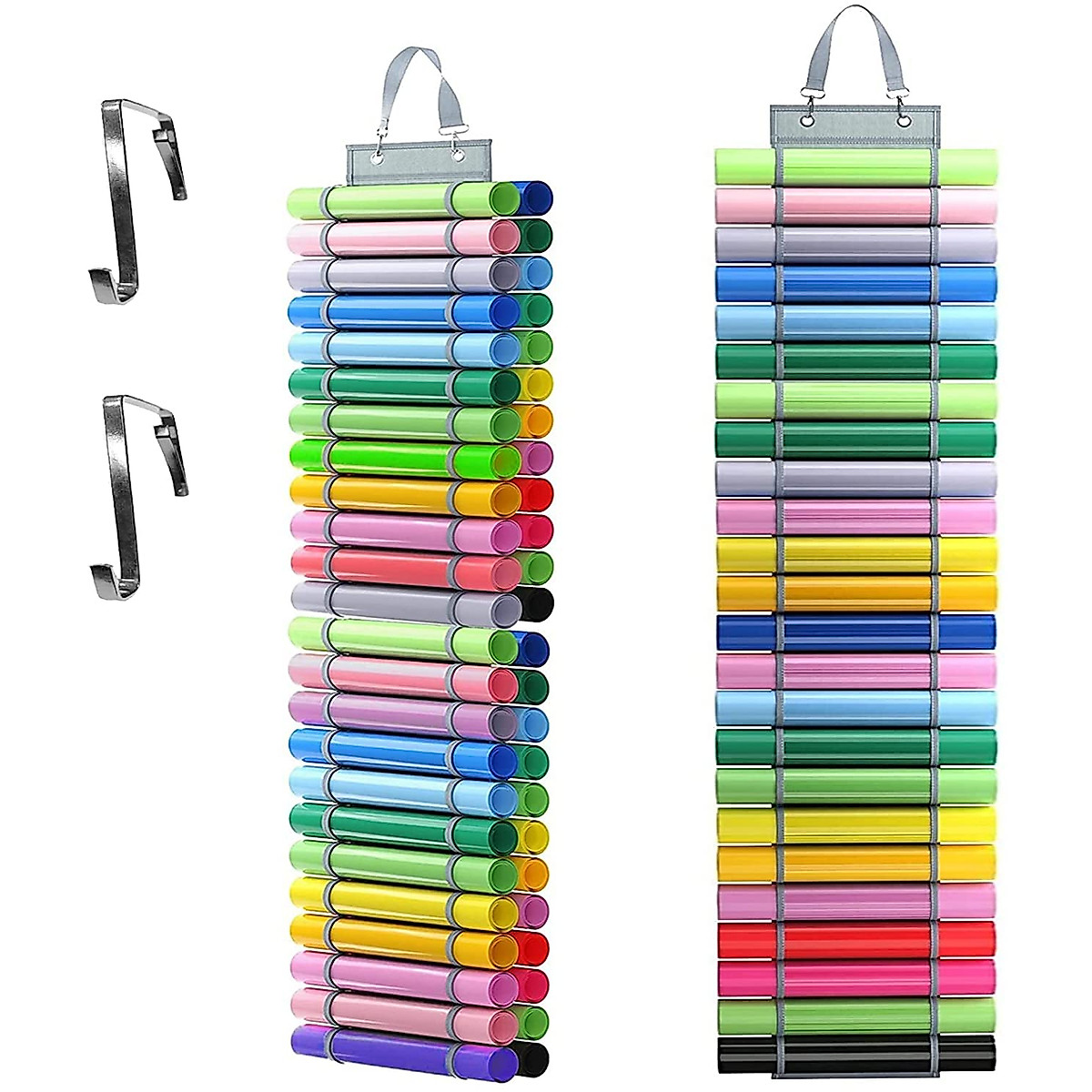 CareforYou Vinyl Roll Holder, Vinyl Storage Organizer with 48 Roll Compartments for Large Vinyl Rolls,Door/Closet Hanging/Wall Mounting Vinyl Holder,Space Saving Organization for Craft Room