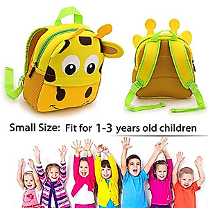 Hipiwe Little Kid Toddler Backpack Baby Boys Girls Kindergarten Pre School Bags Cute Neoprene Cartoon Backpacks for Little Kids,Size 9.45"x3.54"x9.84"(Giraffe)