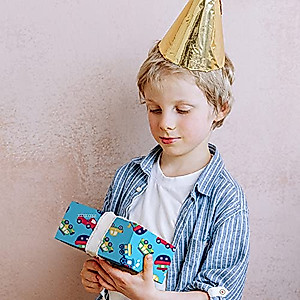 Animals Giraffe Elephant Lion Hippo Bear In Fire Trucks Crane Police Car Ambulance Boat Gift Wrapping Paper For Kids Boys Men, Gift Wrap 20 x 30 inches per sheet (Folded Flat 6 sheets in 3 Designs: 26 sq. ft. ttl.) For Birthday Party Baby Shower Holiday C