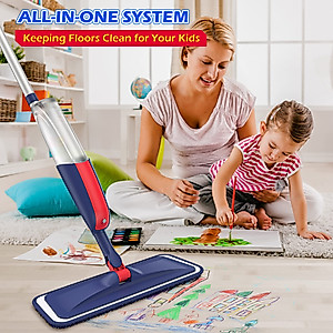 Wet Mops Dust Mops for Hardwood Floor Cleaning - MEXERRIS Spray Mops with 4X Reusable Washable Pads 2X Bottles Microfiber Wood Floor Mop Home Commercial Use for Hardwood Wood Laminate Ceramic Tiles