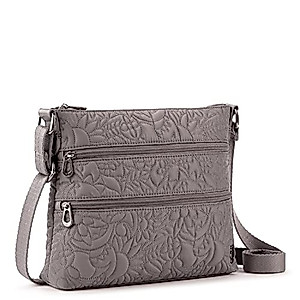 Sakroots Basic Crossbody Bag in Eco-Twill, Multifunctional Purse with Adjustable Strap & Zipper Pockets, Quilted Mushroom Spirit Desert