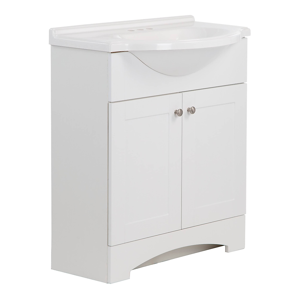 Spring Mill Cabinets Zarna 31 Inch Bathroom Vanity with White Drop-in Single Sink Top, 2-Door Cabinet, 31" W x 18.78" D x 36.63" H, White