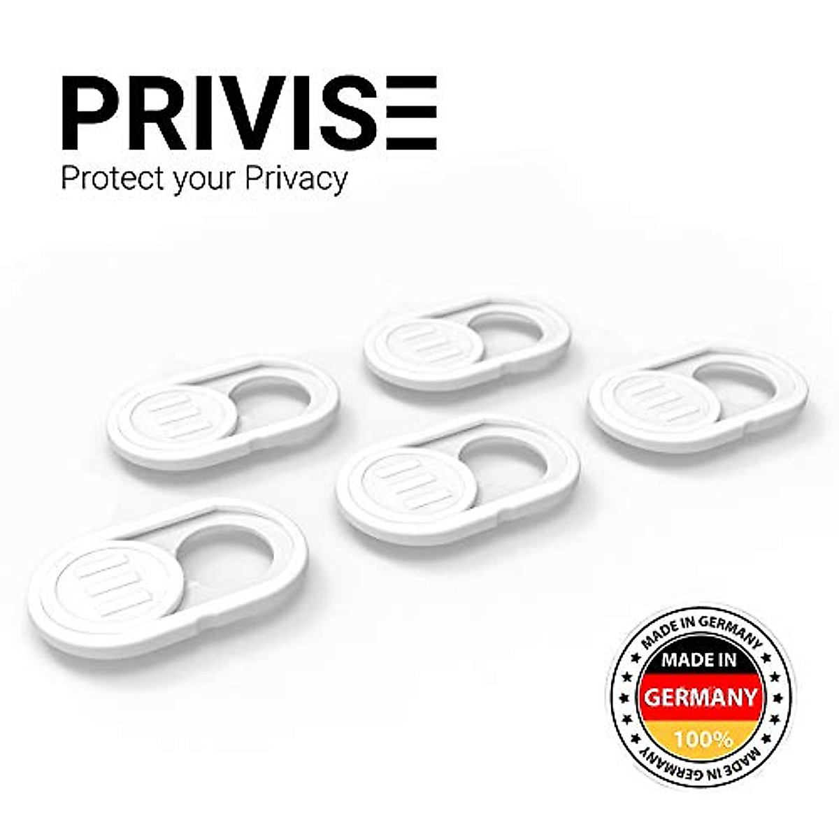 Privise Webcam Cover | PC, Smartphone & Laptop Camera Cover • Made in Germany • Compatible for MacBook, iMac & iPhone • Strong Webcam Sticker • Effective Privacy Protection • Ultra Thin (White) • 5pc