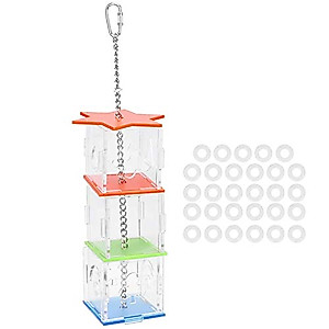 Jeanoko Multilayer Stability Bird Parrot Forage Box Durability Hanging Treat Foraging Toy Transparent Acrylic Food Holder