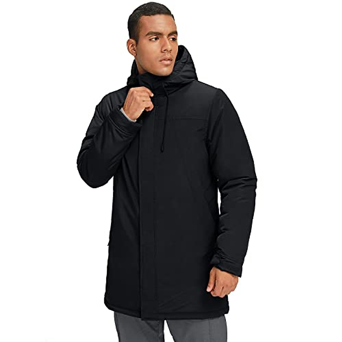 CAMELSPORTS Mens Winter Coats Long Warm Jacket with Hood Casual Quilted Puffer Parka Windproof Jackets