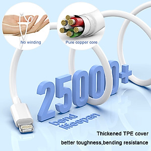 iPhone Charger [Apple MFi Certified] 5Pack 6/6/6/10/10 FT Long Lightning Cable Fast Charging iPhone Charger Cord Compatible with iPhone 14 13 12 11 Pro Max XR XS X 8 7 6 Plus SE and More (White)