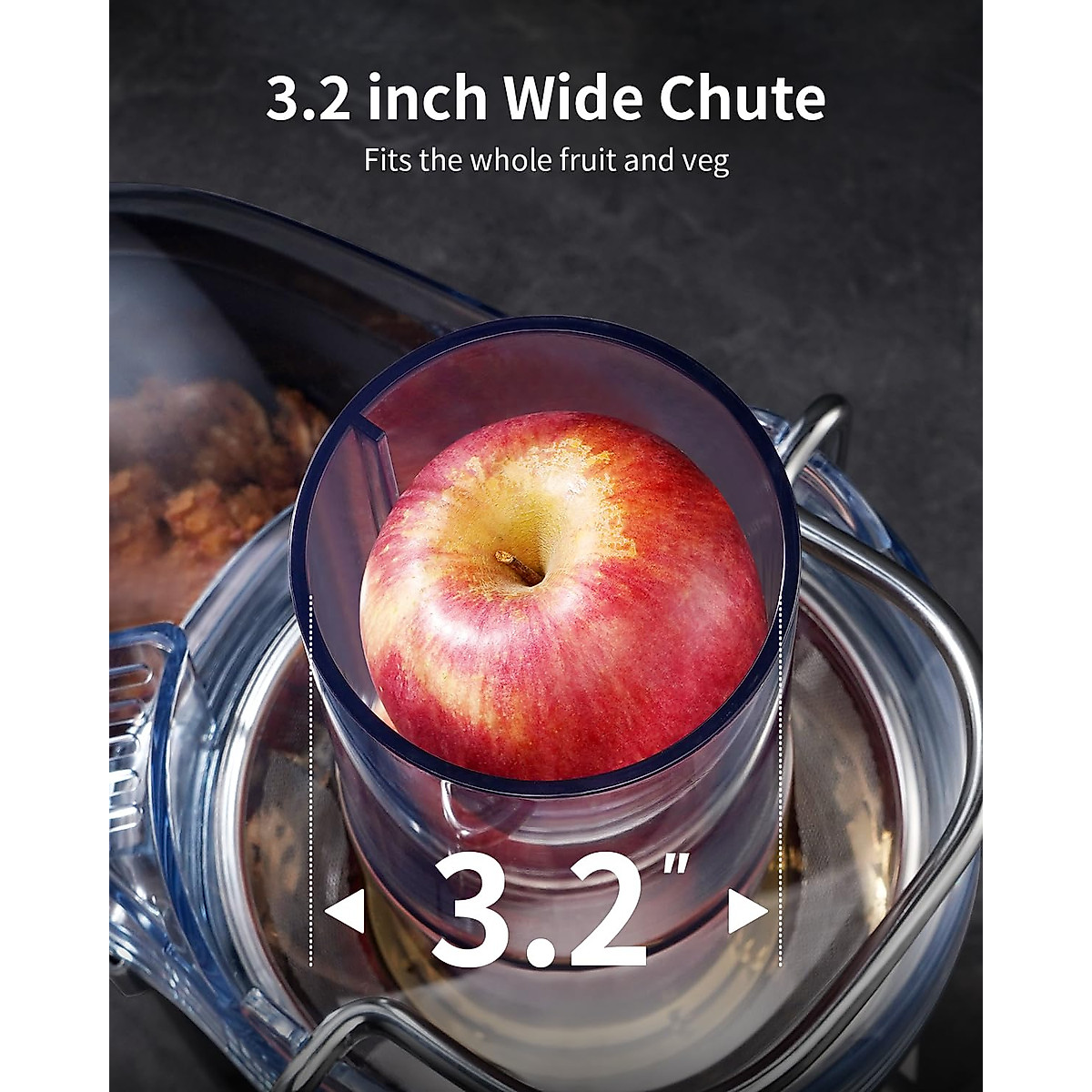 GDOR Powerful 1200W Juicer with Larger 3.2" Feed Chute, 45oz Large Juice Jug, Centrifugal Juice Extractor Maker with Titanium Enhanced Cutting System, Dual Speeds, BPA-Free, Silver