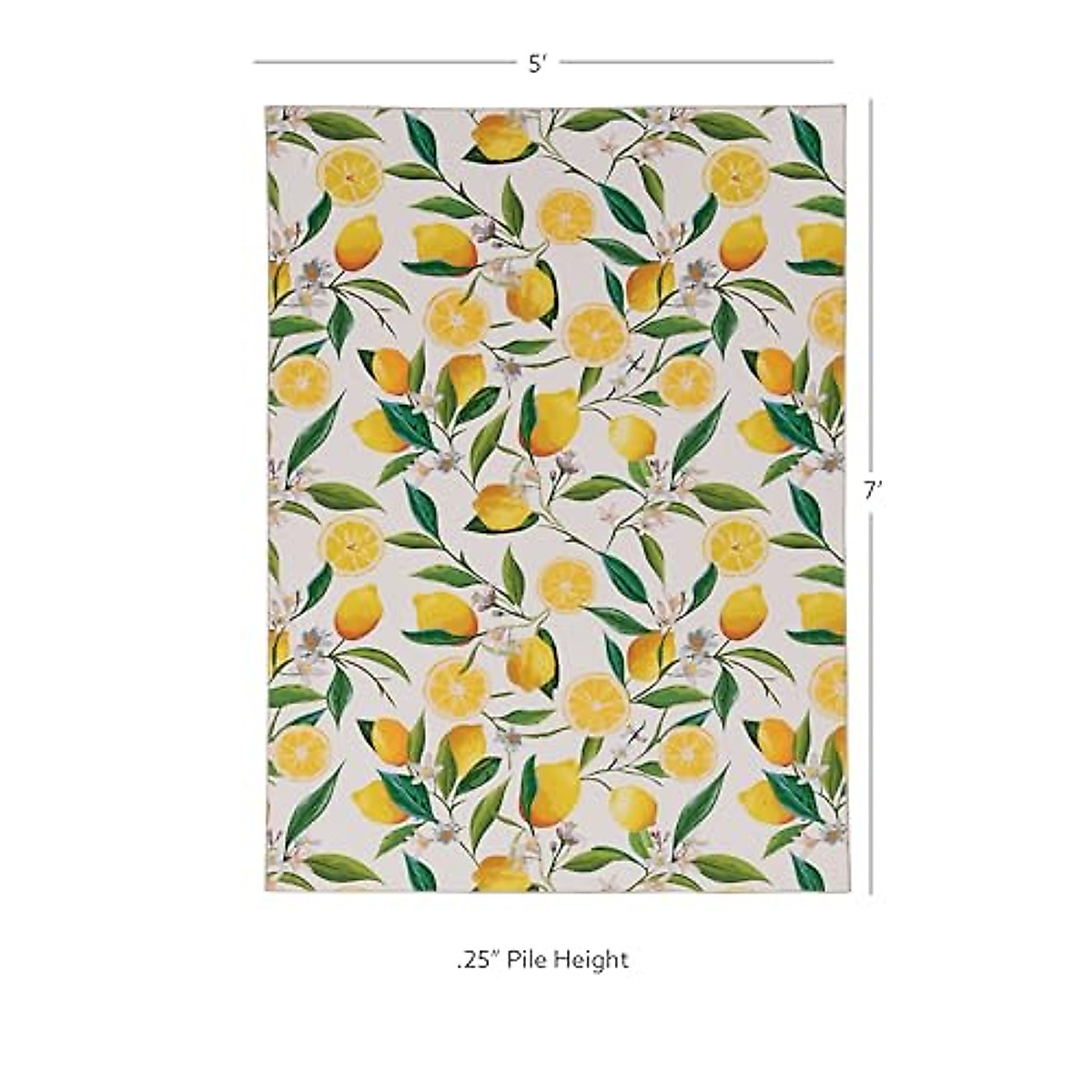 Linon The Anywhere Washable Rug Wesley Ivory/Yellow 5' X 7' Area Rug