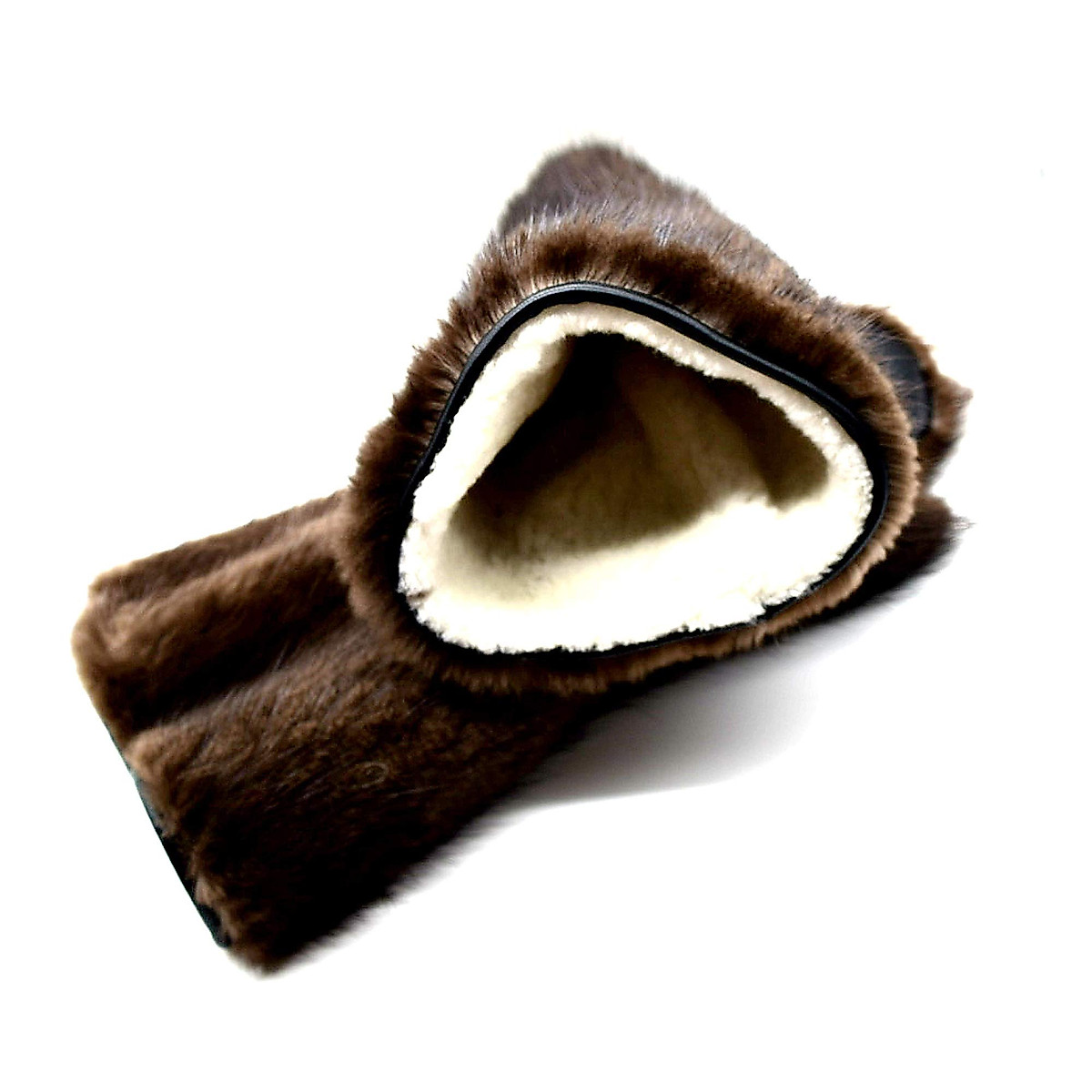 REAL BEAVER FUR MITTEN GLOVES (X-Large)