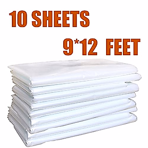 10 Pieces Plastic Drop Sheets for Painting, Waterproof and Dust-Proof Clear Cloth for Furniture Cover, 9x12 Feet Tarps