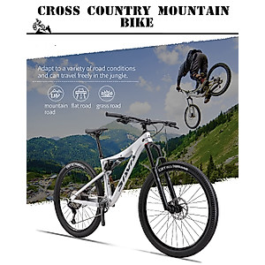 SAVADECK Carbon Fiber Mountain Bike Dual Suspension Bicycle,17'' Carbon Frame 27.5'' Wheel Adult Mountain Bicycle with M6100 12 Speed Soft Tail All Mountain/Trail MTB, Black Red 29x19''