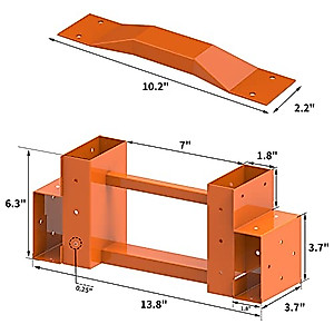 Firewood Log Storage Rack Bracket Kit with Screws Steel Fireplace Wood Storage Holder Outdoor Indoor - Adjustable to Any Length, Rust Proof, Heavy Duty (2 Brackets Kits and 2 Connectors)