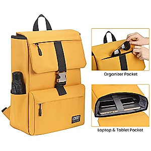 ECHSRT Yellow Laptop Backpack Water Resistant Bookbag Fits 15.6 Inch Computer, Wide Open Travel Casual Daypack