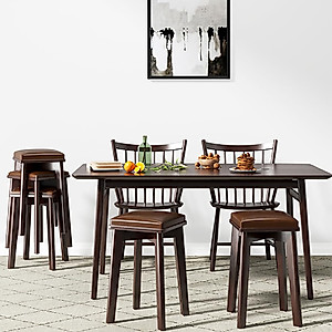 Rukulin Wood Stool with Padded Seat Stackable Stools for Home Kitchen Office School (2Pack)