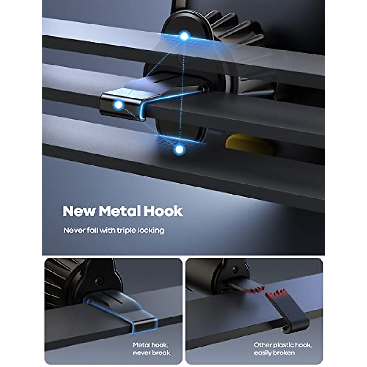 Lamicall Car Vent Phone Holder - 1s Release Air Vent Cell Phone Mount Cradle, 2023 Upgrade Phone Clamp with Airbag, Metal Vent Clip, Hands Free, for 4 to 7" Phones, Like iPhone 14 Pro Max, Galaxy S23