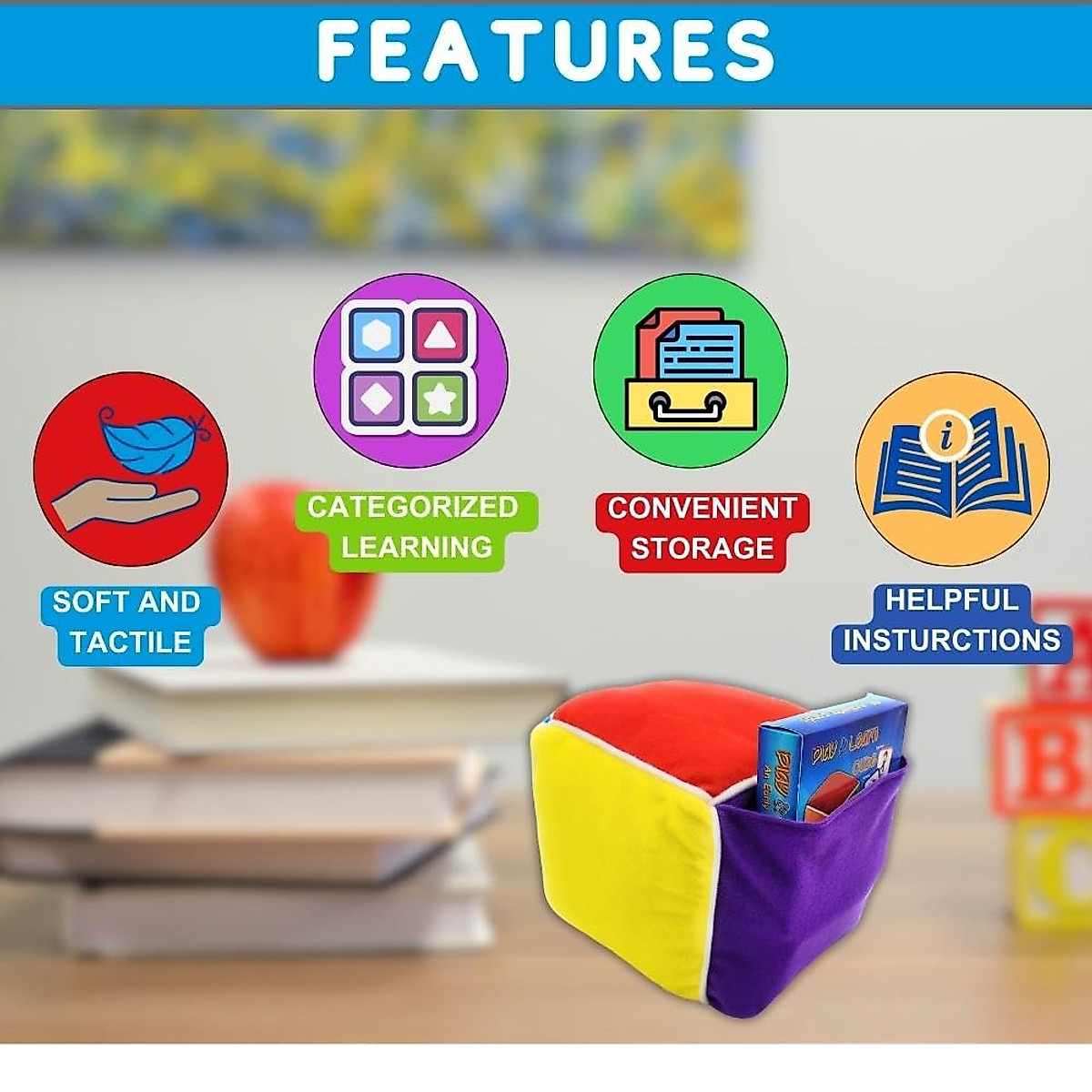 Thought-Spot: Play & Learn Cube; Roll and Play Game for Toddlers; 1st Learning Game!; Teaches Colors, Numbers, Emotions, Language; Roll Cube, Pick a Card, Have Fun!; Roll and Play Cube Game