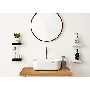 Small Floating Shelves Set of 2, 5.5 Inch Oak Wood Wall Shelf Display Ledges for Mini Decor, Mini Shelf for Bedroom,Living Room and Kitchen,White