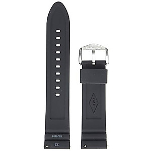 Fossil All-Gender 22mm Silicone Interchangeable Watch Band Strap, Color: Black (Model: S221304)