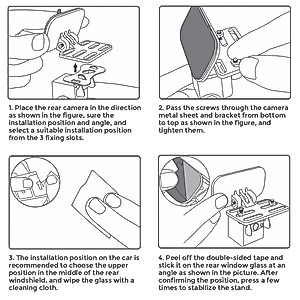Rear Camera Holder Rear Window Bracket for Most Rear Camera Dash Cam AZDOME M550 PG17 PG19X M01 Pro M550 Max Car Rear Cam for REDTIGER F7N, CHORTAU, Kingslim, Z-Edge