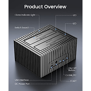 ORICO Dual Hard Drive Docking Station USB 3.2 Gen 1 External Aluminum Hard Drive Docl with Offline Clone for 2.5/ 3.5 inch SSD HDD Up to 18TB-9628C3-C