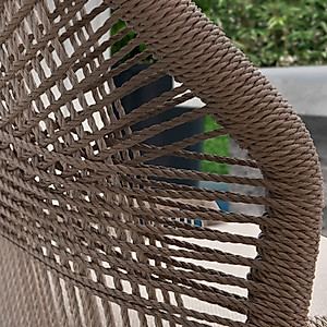 PURPLE LEAF Bar Stools Set of 2 Outdoor Bar Height Metal Tall Chairs Modern Wicker Woven High Barstools 30 inch with Back Patio Dining Bar Stool Chairs