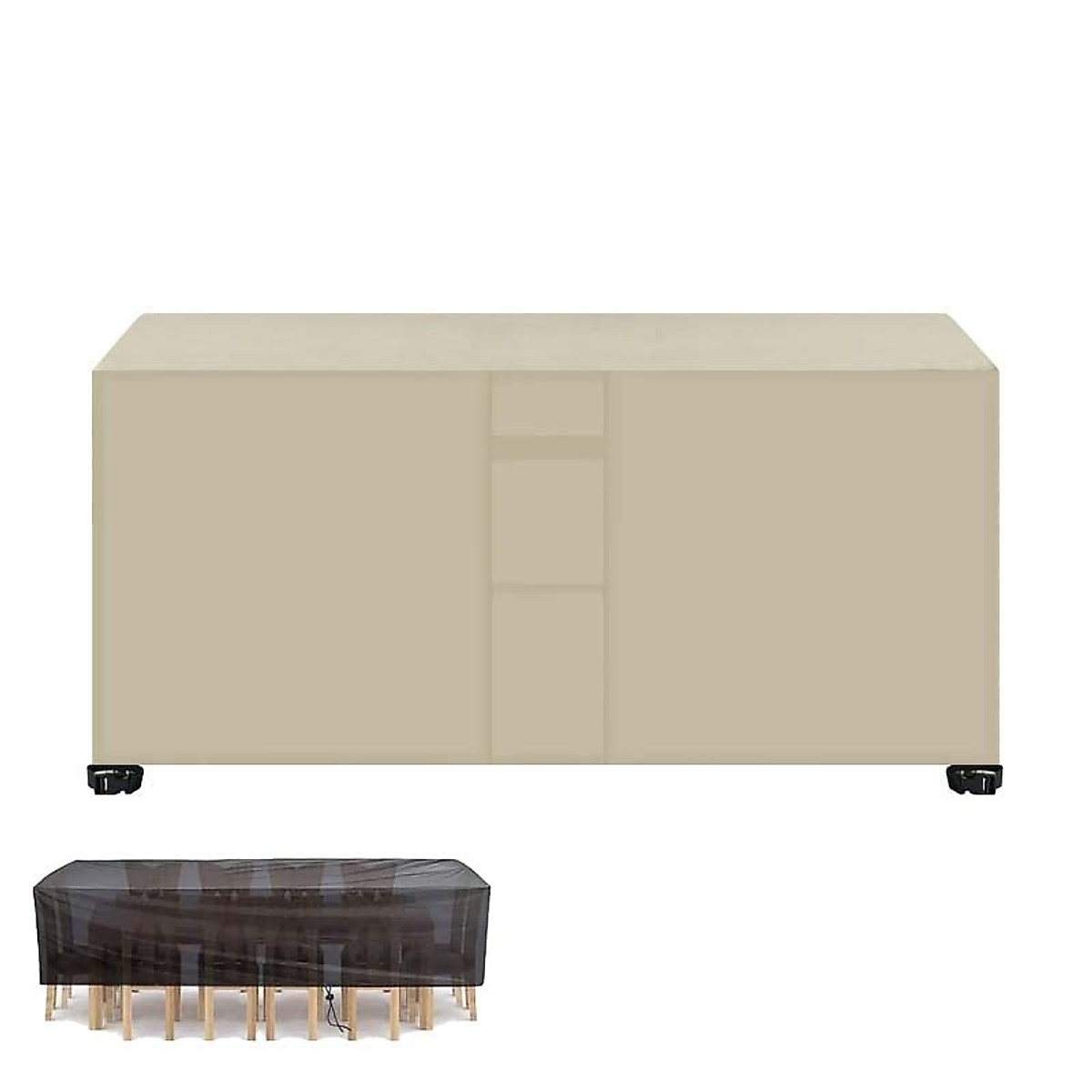 Garden Furniture Cover Waterproof 138x102x35in, Outdoor Sectional Sofa Set Covers, Heavy Duty 420D Patio Furniture Set Cover, Rectangular Table and Chair Set Covers, for Deck, Lawn and Backyard