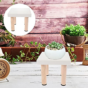 Yardwe 1pc Solid Wood Small Flower Stand Wooden Flower Shelf Garden Plant Pot Riser Succulent Planter Holder Cat Outdoor Planter Stand Bonsai Holder Heavy Office Small Plant Stand White