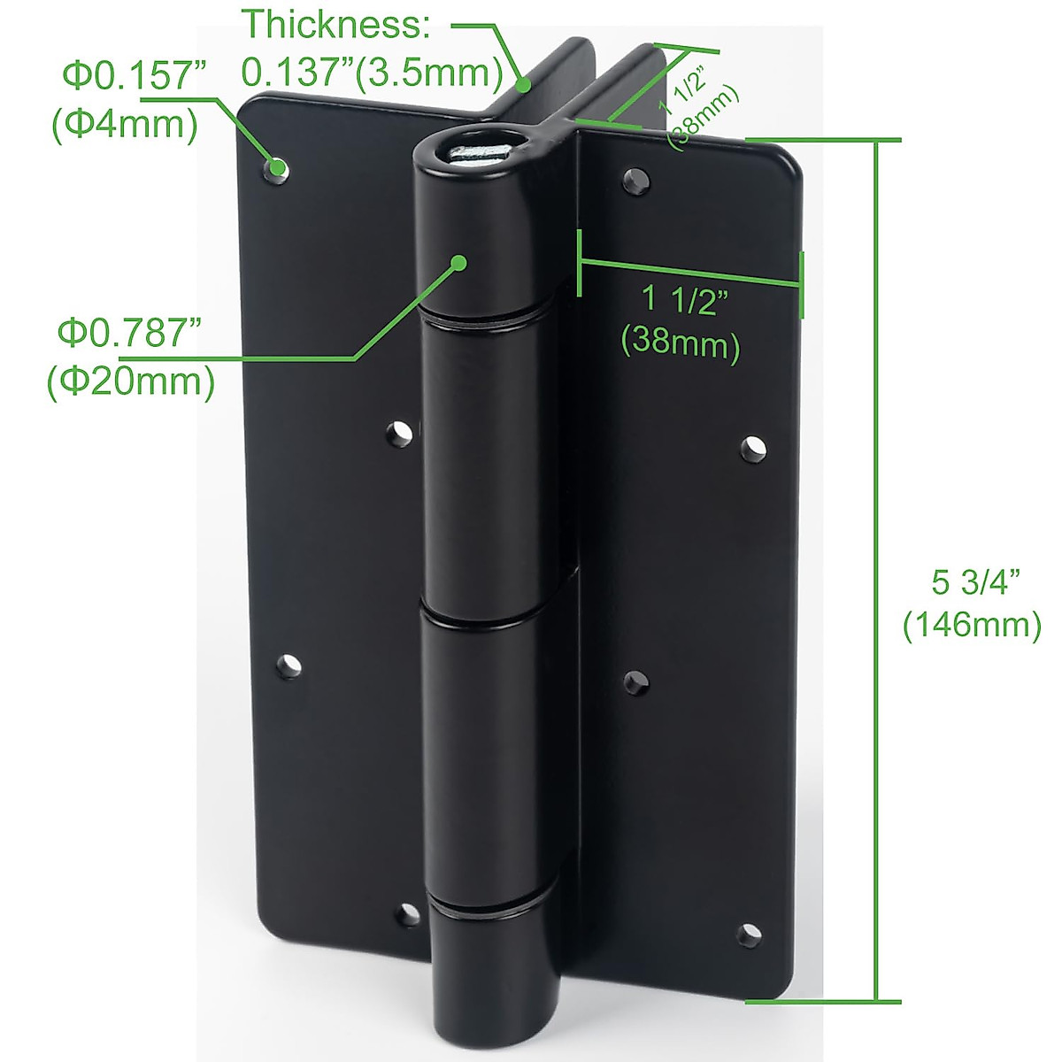 Gudwells Aluminum 5 3/4” Self Closing Metal Safety Gate Hinge for Residential Pool Safety Gate Aluminum Vinyl Iron Wood Gate, Self Closing Force Adjustable Spring Hinges (Sold as a Pair)