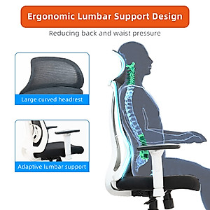 CLATINA Ergonomic High Back Office Chair, Comfort Swivel Home Office Task Chair, Breathable Mesh Desk Chair, Home Office Desk Chairs with Lumbar Support Flip-up Arms and Adjustable Backrest tilt