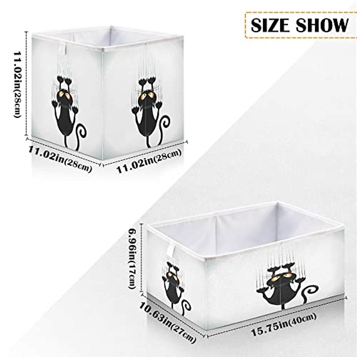 Kigai Halloween Cat Paw Print Cube Storage Bins - 11x11x11 In Large Foldable Storage Basket Fabric Storage Baskes Organizer for Toys, Books, Shelves, Closet, Home Decor