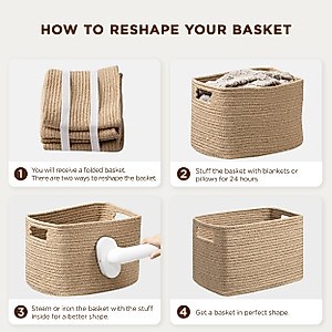 UBBCARE 4 Pack Shelf Baskets for Storage Woven Storage Baskets for Organizing (14.5''L x 9.84''W x 9''H), Basket Organizer for Dog Toys, Books, Clothes, Large Gift Basket, Green