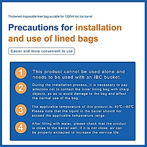 IBC Tote Cove, 275 Gallon IBC Water Storage Barrel Liner Bags,1000 Liter Rain Barrel Protective Accessorie (with Bottom Water Outlet)