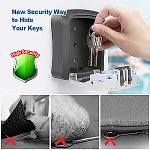 Vazioyar Key Lock Box for Outside, Portable Waterproof Wall Mounted Resettable 4-Digit Combination Key Storage Lockbox, 5 Keys Capacity Key Safe Lock Box for Home,Garage, Office, Dorm