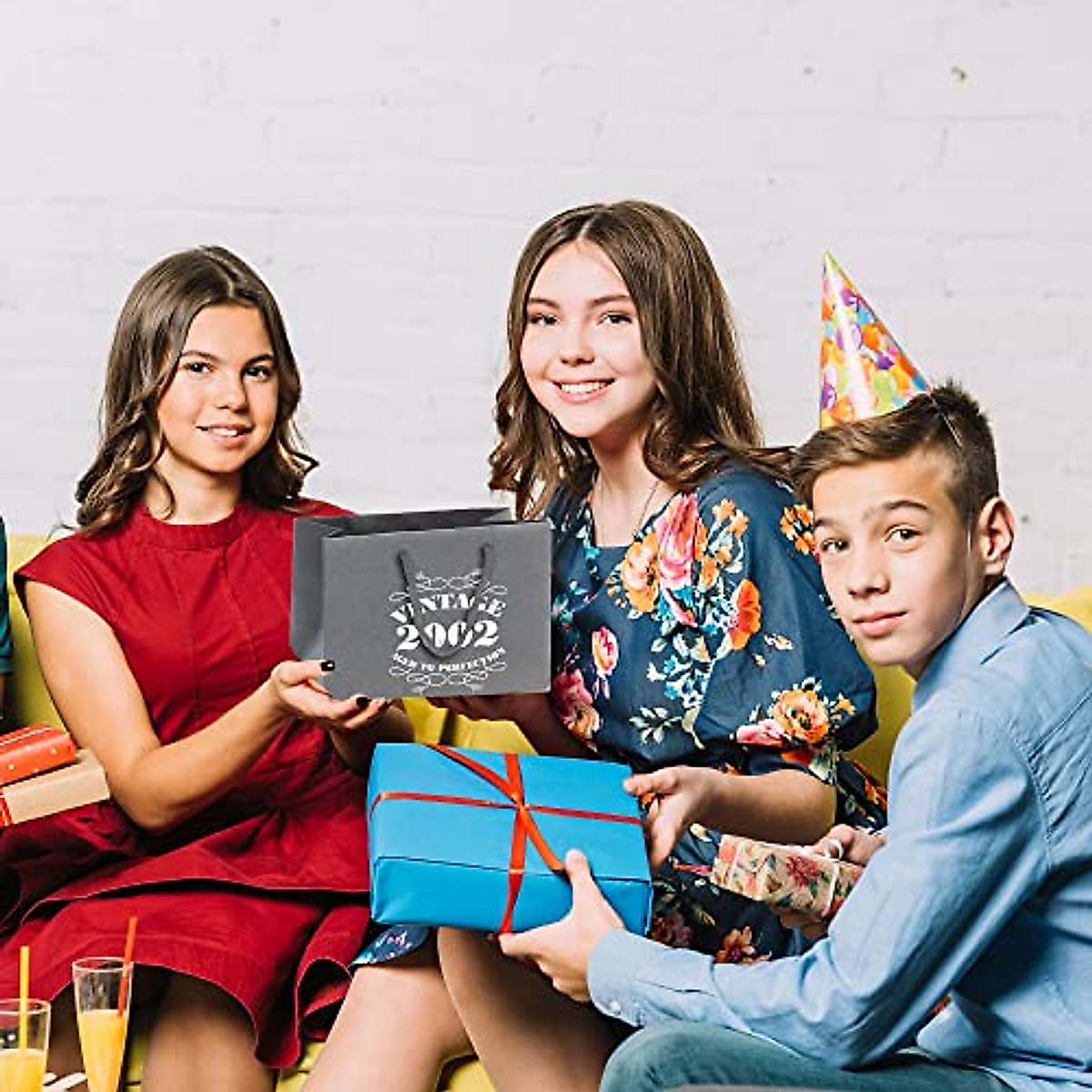 Bang Tidy Clothing 21st Birthday Gift Bags - Grey Paper with Rope Handle - Eco Friendly SMALL Gift Bag - Vintage 2002