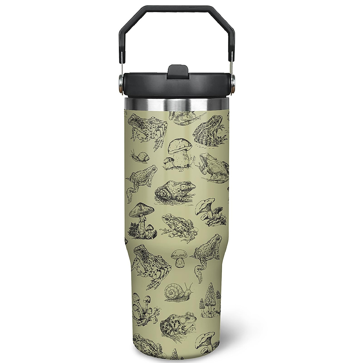 ysnifeiw 30oz Frog Tumbler with Handle and Straw, Stainless Steel Insulated Frog Cup with Top Handle and Lid, Frog Coofee Mug Gifts for Women Men