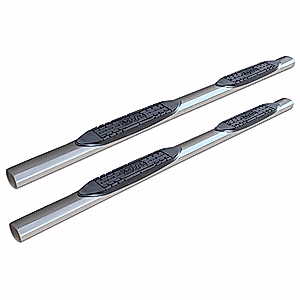 Raptor Series Nerf Bars Side Steps 4in Oval Stainless for 07-18 Silverado/Sierra 1500/2500/3500 Crew Cab