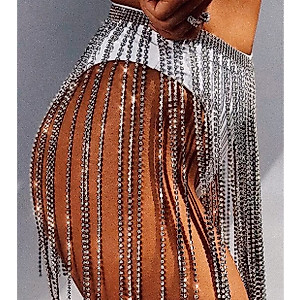 REVOLIA Waist Chains for Women Belly Chains Sexy Belts Multilayer Tassel Bikini Body Chains Summer Beach Nightclub Body Jewelry Set Silver-tone