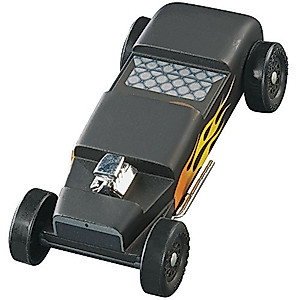 Revell Pinewood Derby Hot Rod Racer, Officially Licensed Boy Scouts of America (BSA) Pre-Cut Shaped Wood Block Kit with Official Wheels and Axles, Decals, and Weight