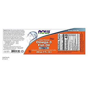 NOW Foods Supplements, Omega-3 Fish Oil Liquid, Molecularly Distilled, Lemon Flavored, 7-Ounce