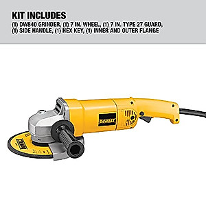 DEWALT Angle Grinder Tool, 7-Inch, 13-Amp (DW840), Yellow