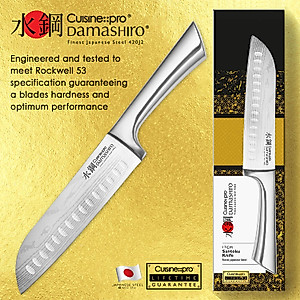 Santoku Knife, 6.5Inch - Damashiro by Cuisine::pro - Perfect for Slicing, Dicing and Mincing - Crafted from Japanese Steel