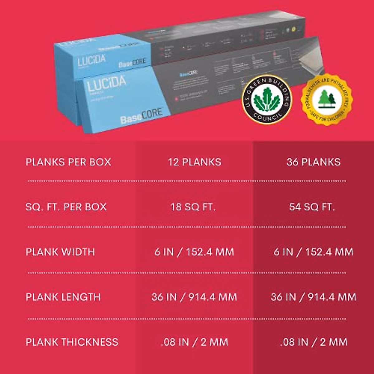 LUCiDA SURFACES Luxury Vinyl Flooring Tiles-Peel and Stick Floor Tile for DIY Installation-36 Wood-Look Planks-Winter-BaseCore-54 Sq. Feet