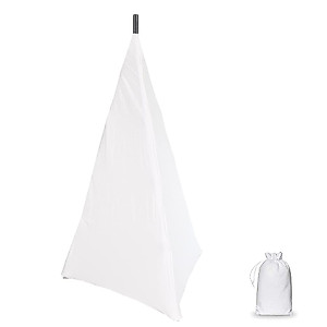 UCARE Floor Speaker Stand Covers Metal Heavy Duty Support Stand Cover for Weddings Banquets Events 3 Sided Triangular DJ Speaker Stand Tripod Cover Scrim (ONE Pack-White)