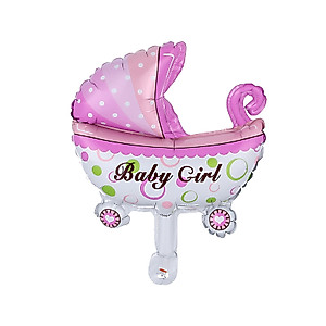 NC 5 PCS Baby Shower Balloons for Girl,Pink Baby Girl Balloons,Foil Mylor Balloons for Baby Shower Dectoration