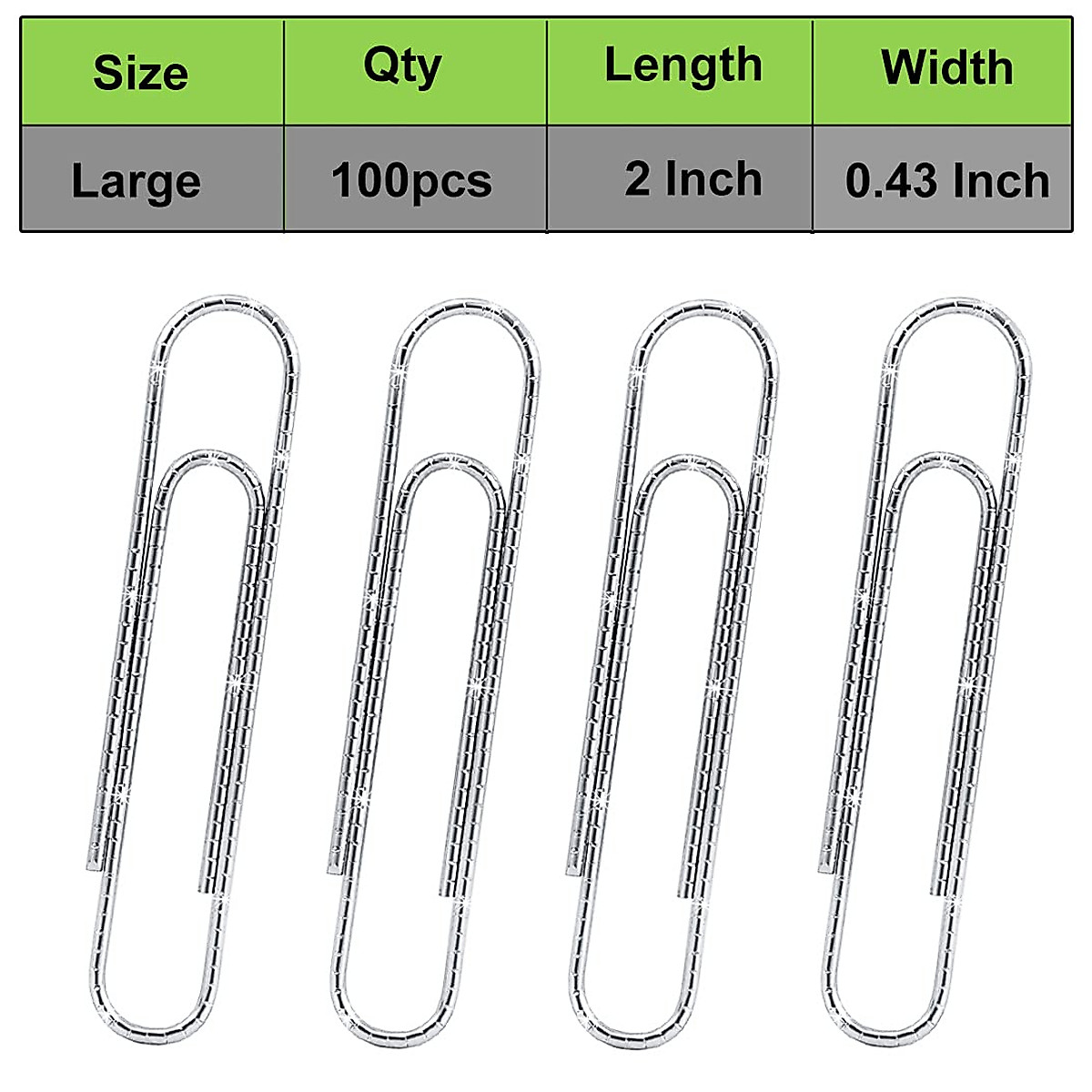 Vinaco Paper Clips Non Skid, 100 Pack Large Paper Clips 2 Inch (50 mm), Durable & Rust Resistant, Jumbo Paper Clips. Great for Office, School and Personal Use