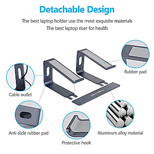 skrebba Laptop Stand, Portable Ergonomic Computer Lifter Laptop Desktop Stand, Detachable Cooling Notebook MacBook Air Pro Riser Holder Stand for Dell, HP, Lenovo, Samsung More 10-15.6 inch Laptops